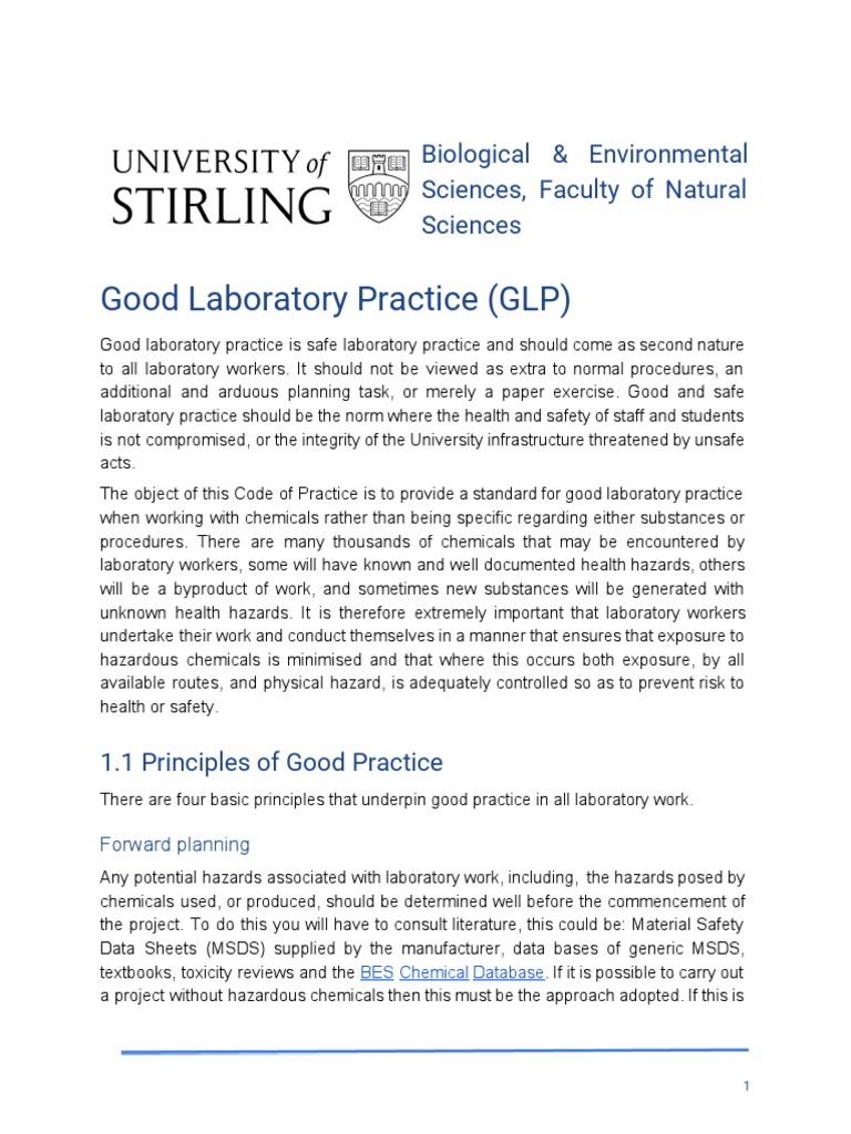 Good Laboratory Practice (GLP) : Biological & Environmental Sciences ...