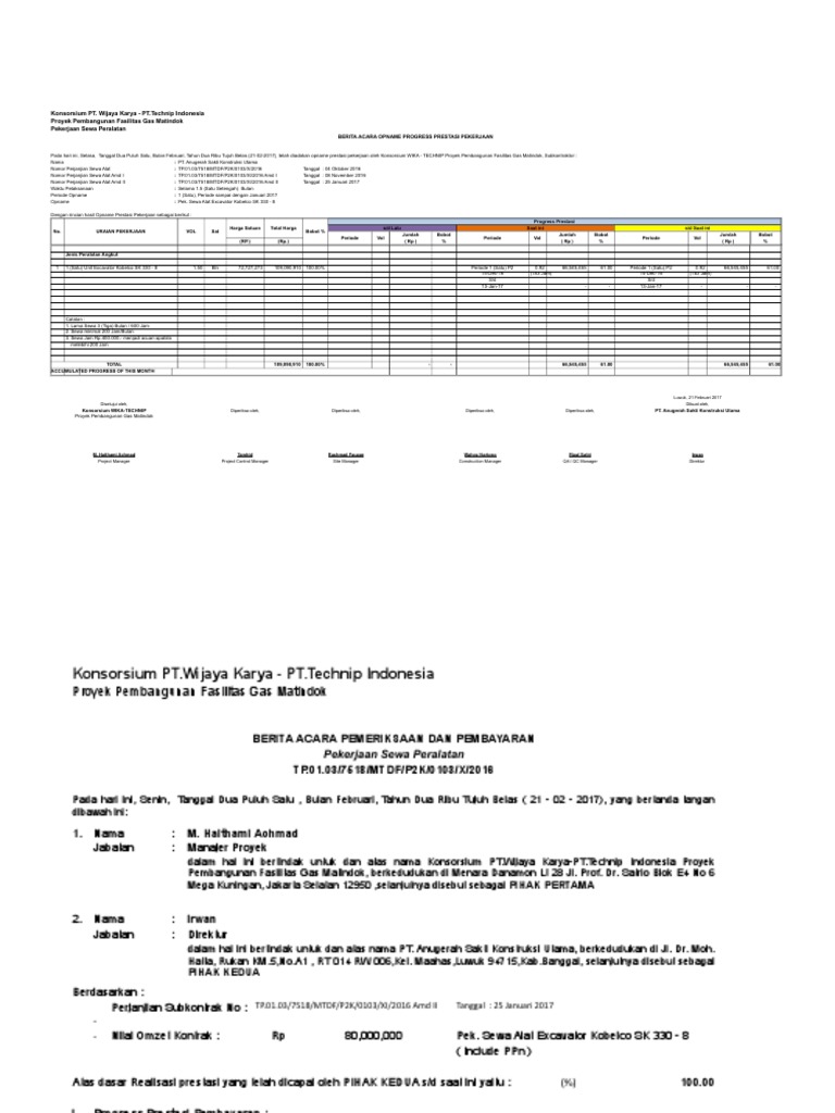 002 BAPP - BAOP Askon Tagihan ExcaKob09 1.Xlsx Ref | PDF