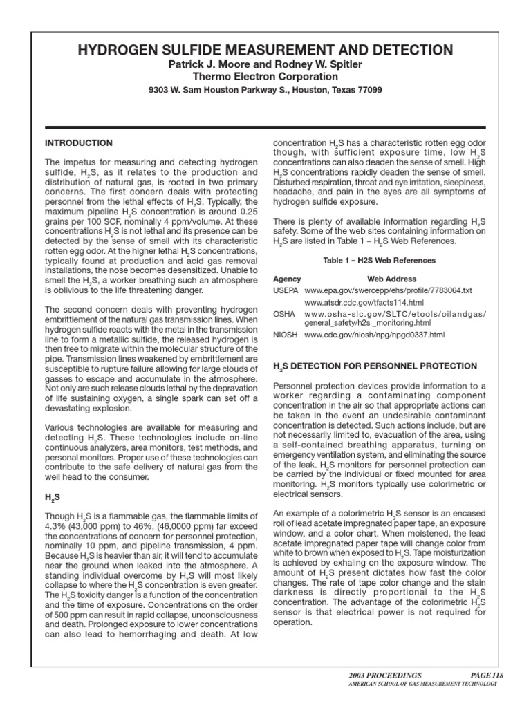 Hydrogen Sulfide Detection Methods | PDF | Gas Chromatography | Gases
