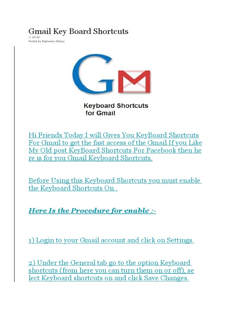 Gmail Key Board Shortcuts | PDF | Home & Garden
