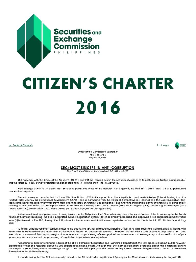 2016 Citizens Charter 2016-09-29 | PDF | U.S. Securities And Exchange ...