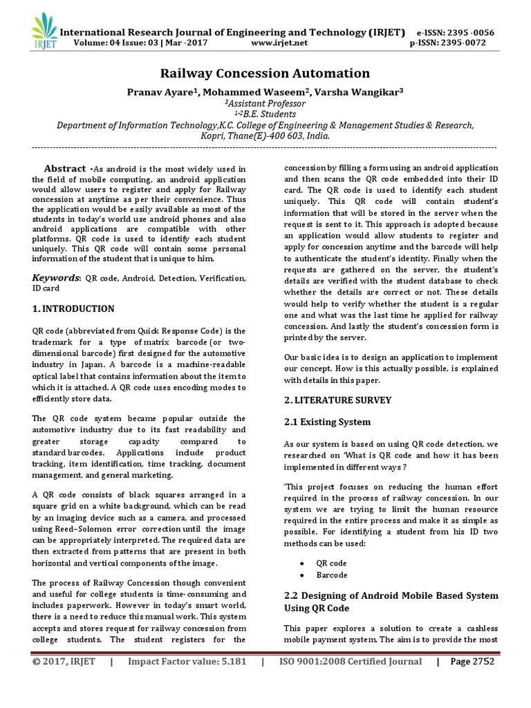 Railway Concession Automation | PDF | Qr Code | Barcode