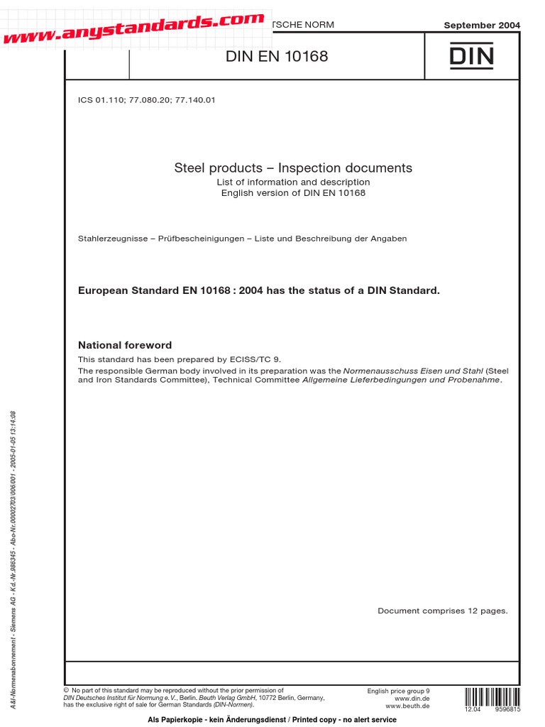 Din en 10168-2004 | Europe Travel