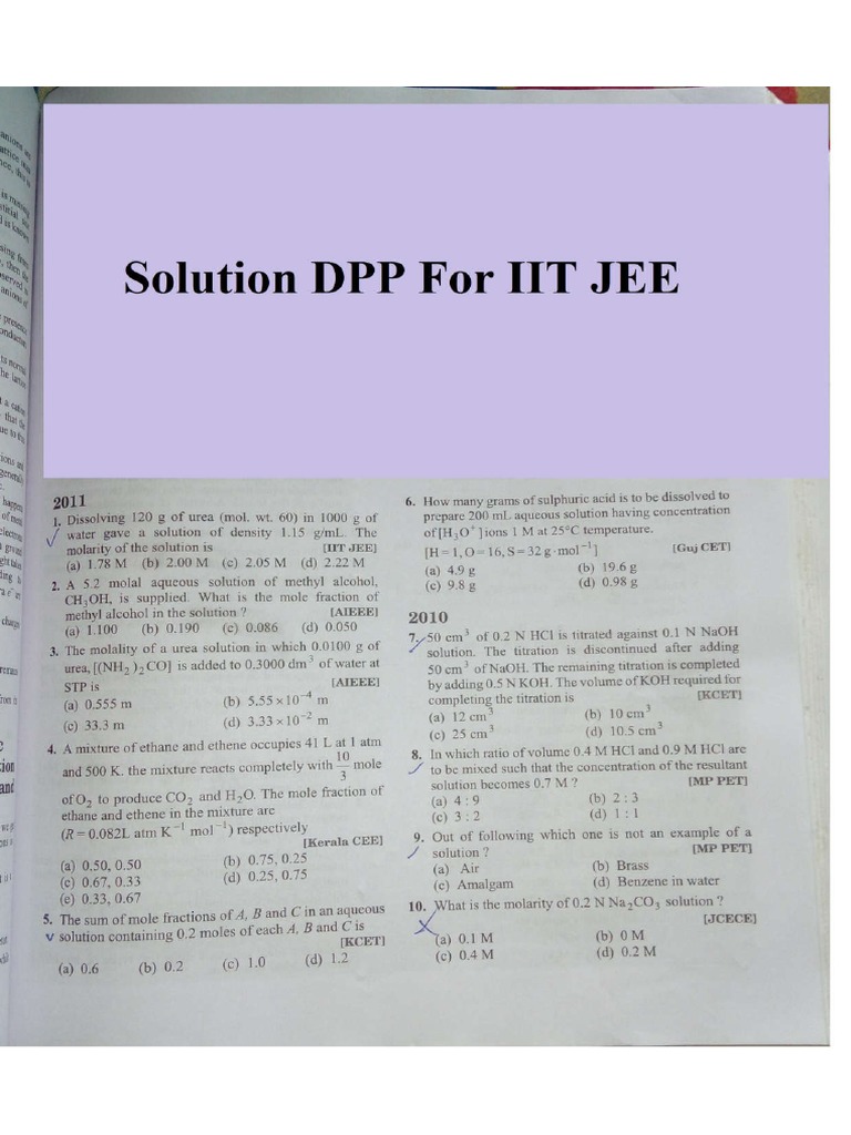 Solutions DPP Free | PDF