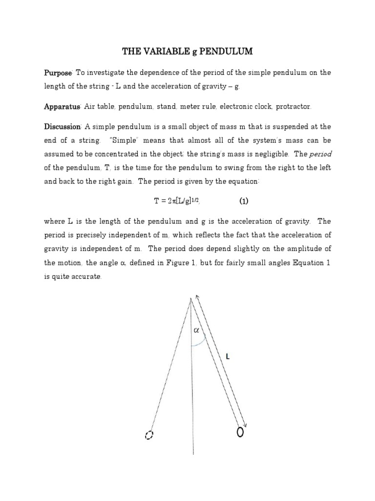 The Variable G Pendulum: Period | Download Free PDF | Pendulum | Mass