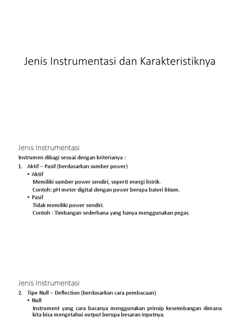 Jenis Instrumentasi Dan Karakteristik Pada Teknik Pengukuran | PDF