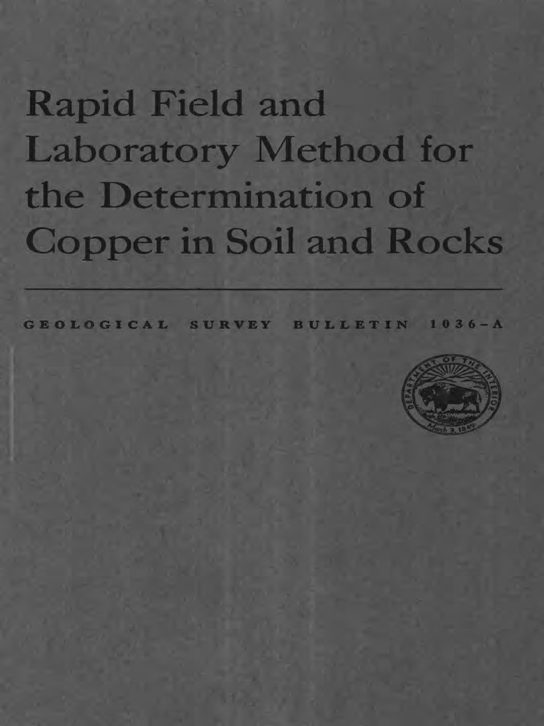 Rapid Field and Laboratory Method For The Determination of Copper in ...