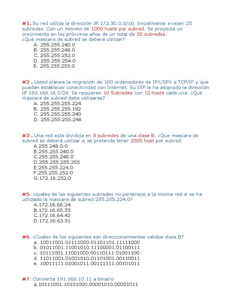 Ejercicios Repaso-Subnetting2 | PDF | Dirección IP | Protocolos de internet