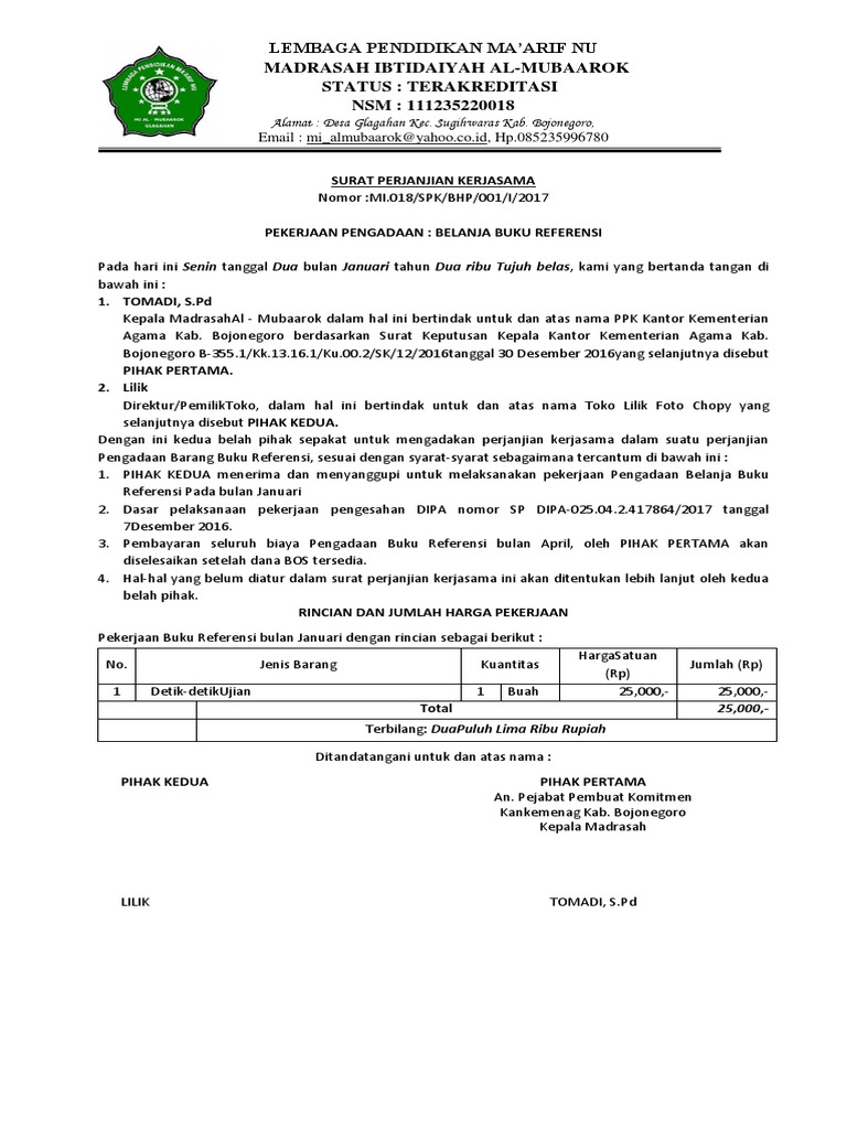 Contoh SPK Dengan Pihak Ke-3 (Toko DLL) | PDF