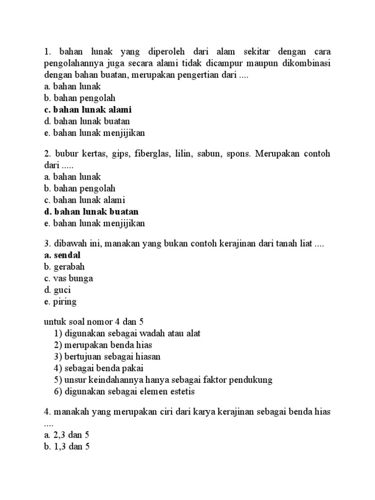 Soal Prakarya Kerajinan Kls 7 | PDF | Griya & Taman