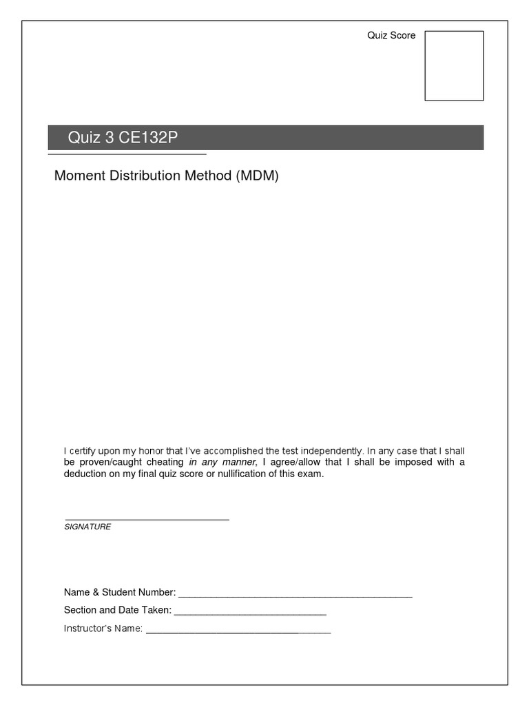 Quiz 1 Cover Page | PDF