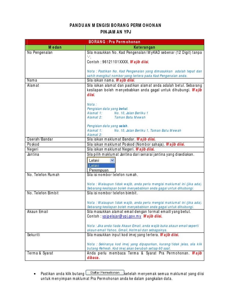 Panduan Isi Borang 2011 | PDF