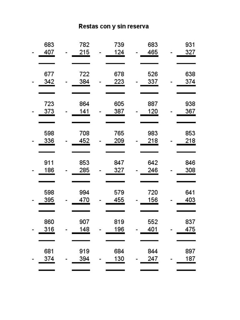 Ejercicios de Sumas y Restas Con 3 Digitos PDF | PDF