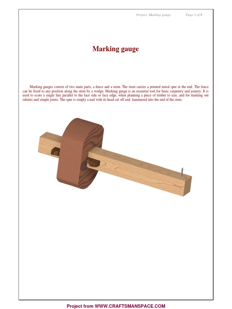 Marking Gauge Plan PDF | PDF | Manufactured Goods | Wood