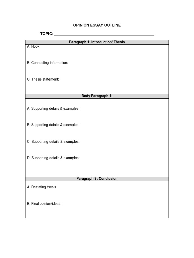 Opinion Essay Outline | PDF | Essays | Writing