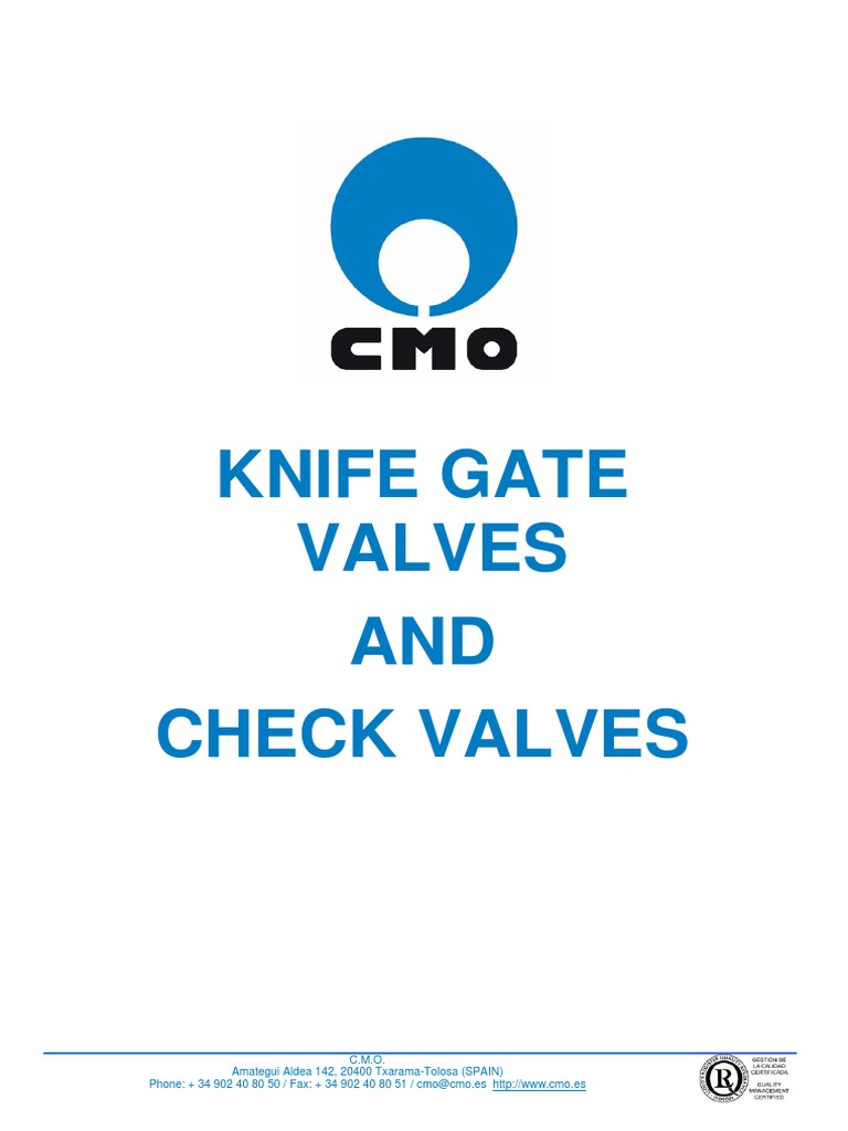 Cmo Knife Gate Valves | PDF | Valve | Actuator