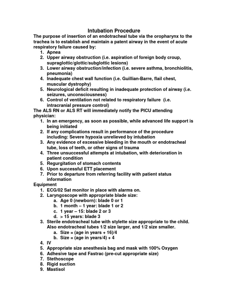Intubation Procedure | PDF | Medical Specialties | Health Sciences