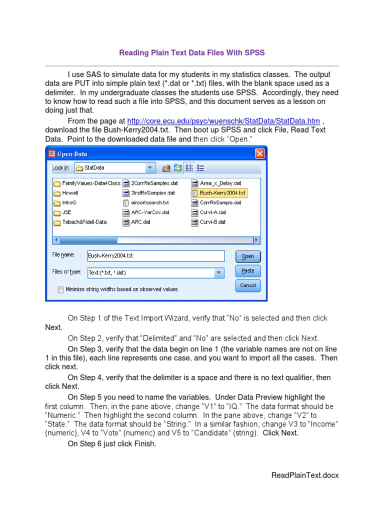 Reading Plain Text Data Files With SPSS | PDF | Spss | Computer Data