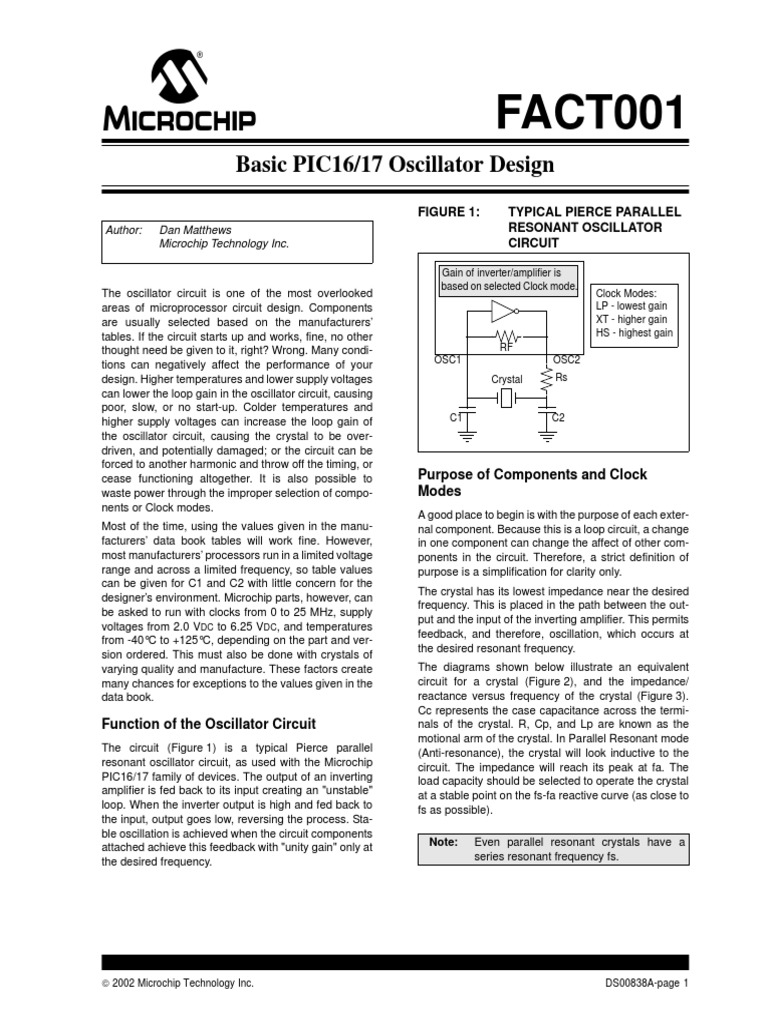 FACT001: Basic PIC16/17 Oscillator Design | PDF | Capacitor ...
