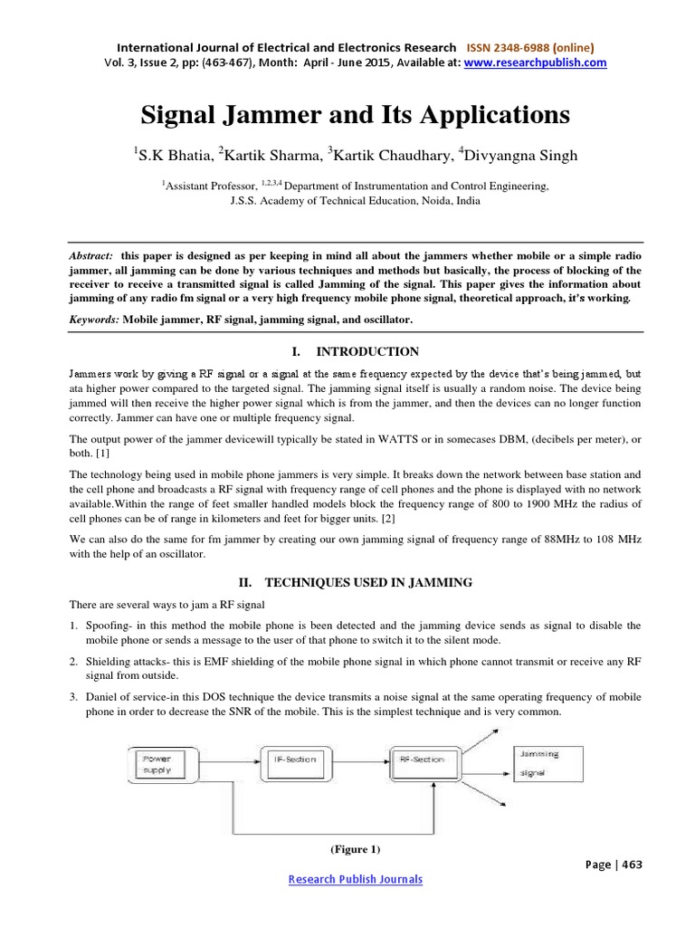 Signal Jammer and Its Applications-1718 | PDF | Amplifier | Electronic ...