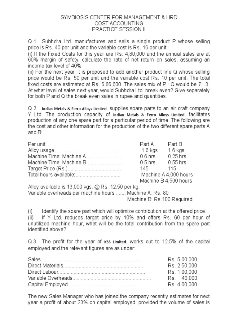 Practice Session 2 | PDF | Profit (Accounting) | Sales