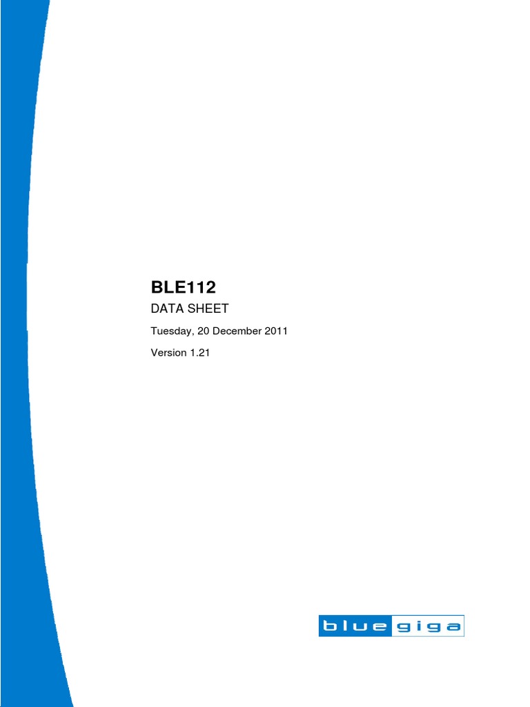 BLE112 Datasheet1 | PDF | Bluetooth | Usb