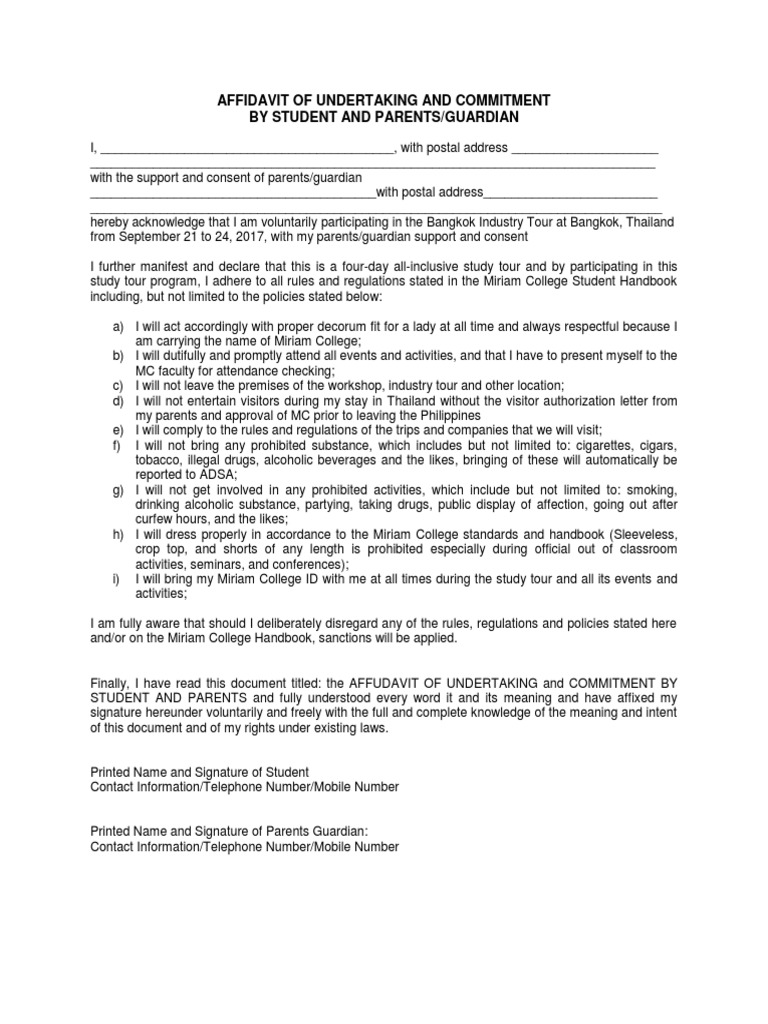 Affidavit of Undertaking Commitment | PDF | Justice | Crime & Violence