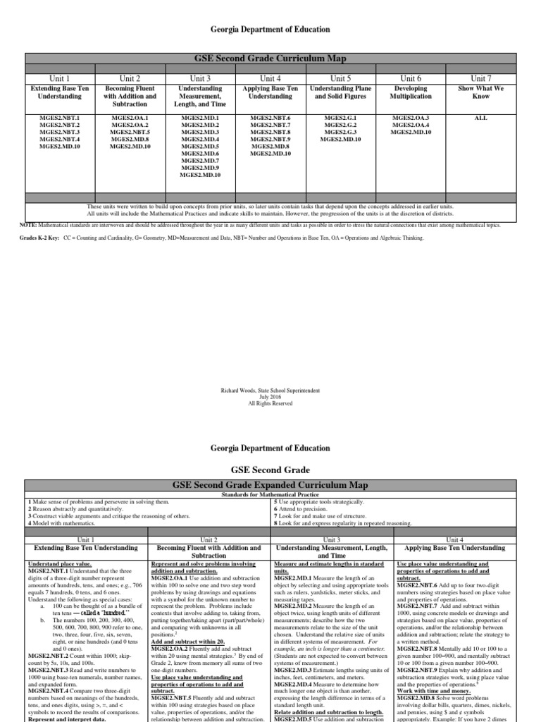 2nd Math Curriculum Map | PDF | Rectangle | Geometry