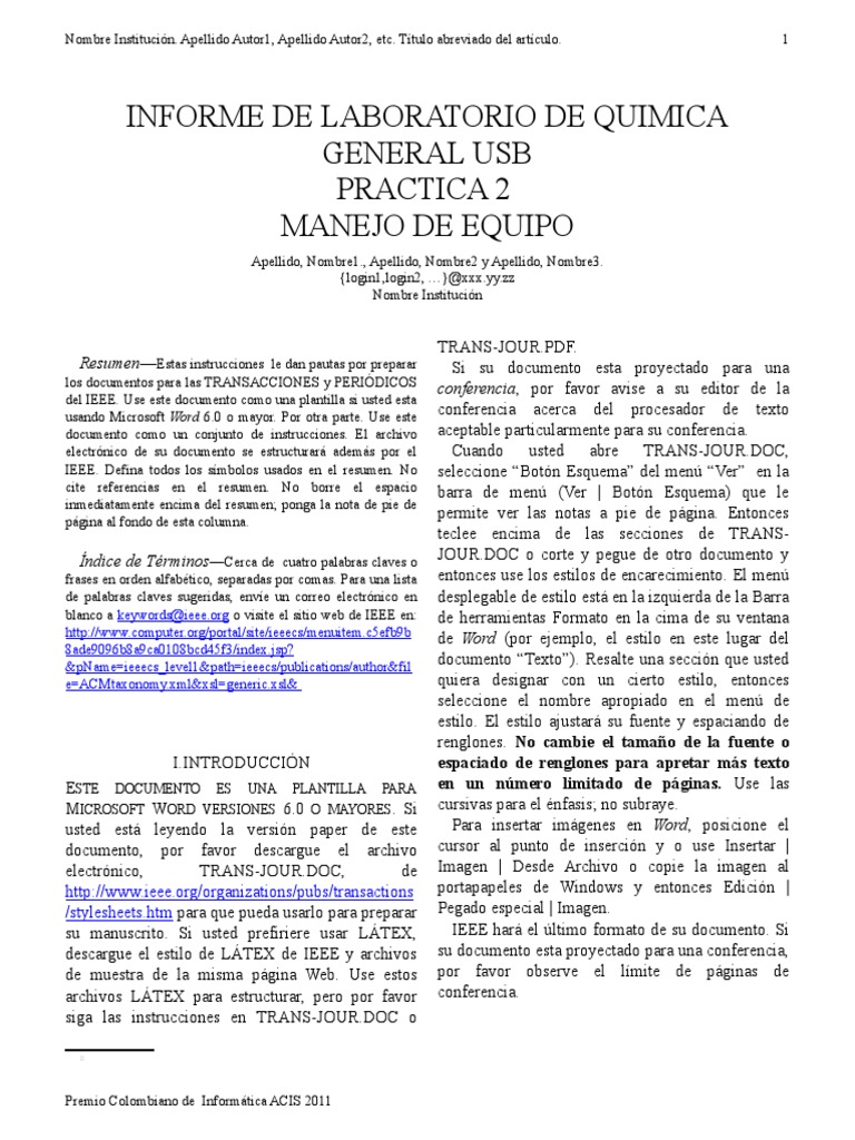 Informe de Laboratorio | Comillas | Microsoft Word