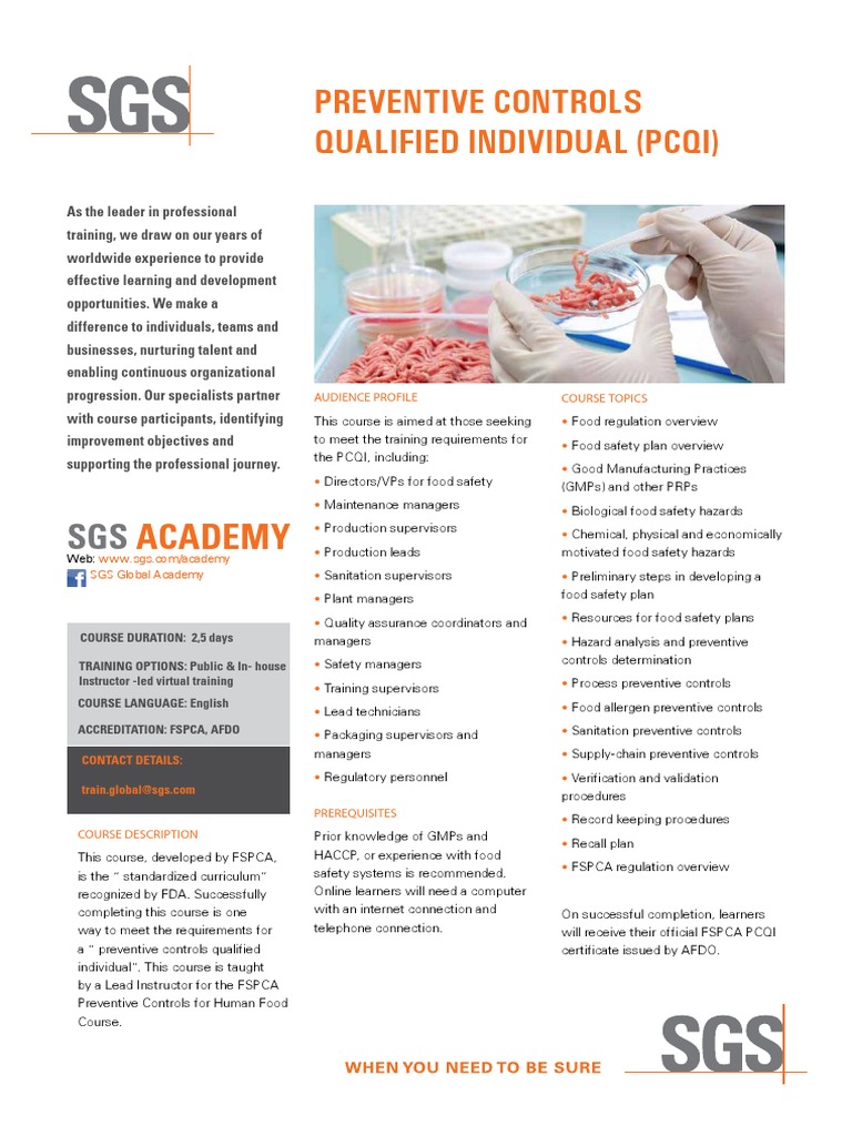 Sgs Cbe Academy Pcqi A4 en 16 v1 | PDF | Food Safety | Safety