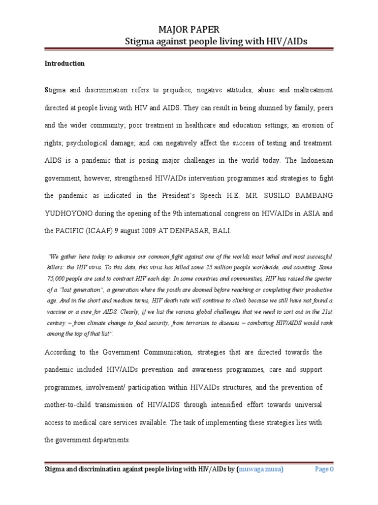 Major Paper Stigma Against People Living With Hiv/Aids | PDF | Hiv/Aids ...