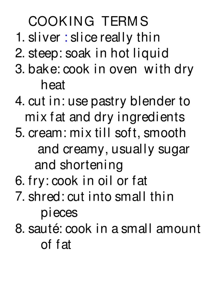 Cooking Terms PDF | Grilling | Foods | Free 30-day Trial | Scribd