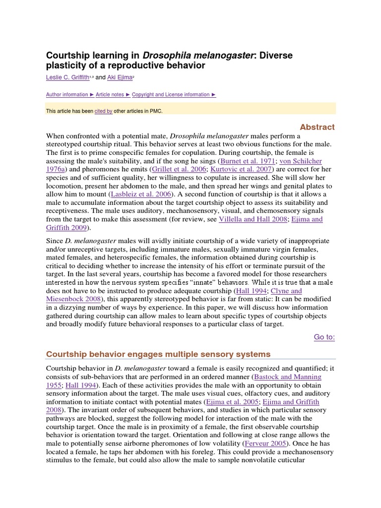 Courtship Learning in Journal | PDF | Drosophila Melanogaster | Memory