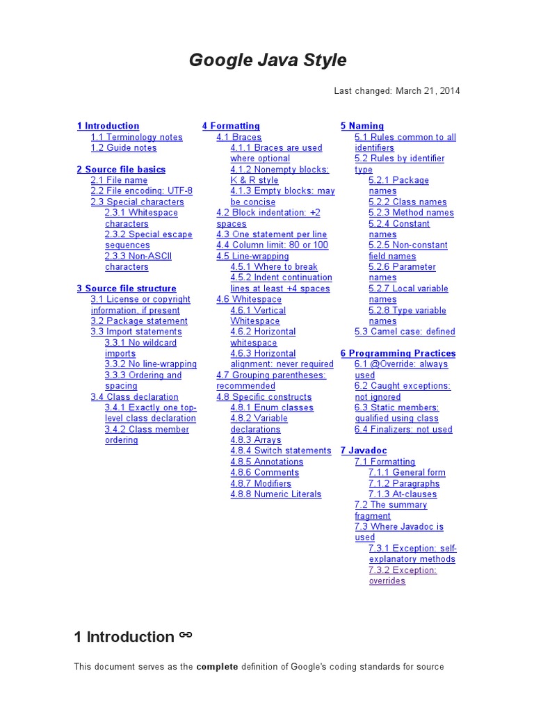Google Java Style | PDF | String (Computer Science) | Letter Case