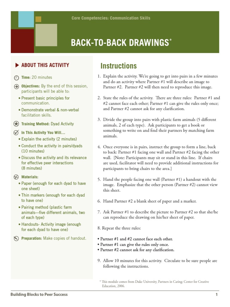 Back To Back Drawings | Communication | Human Communication