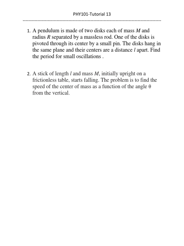 Period of a Two-Disk Pendulum | PDF | Teaching Methods & Materials ...