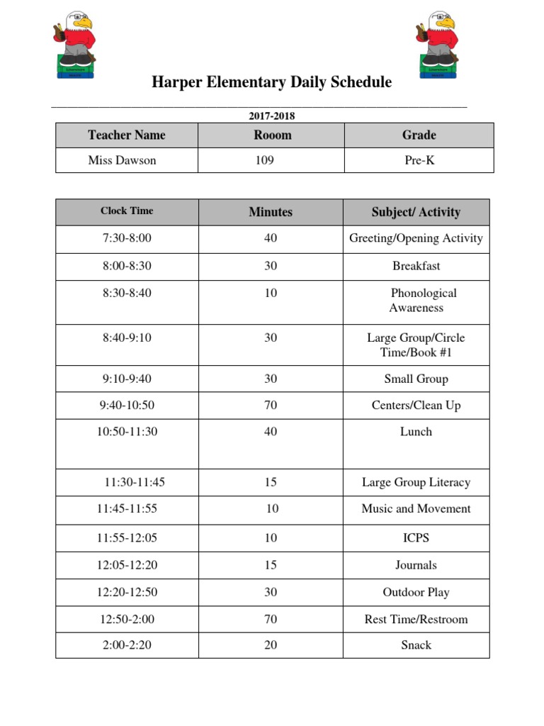 Miss Dawson Schedule 2017-18 | PDF