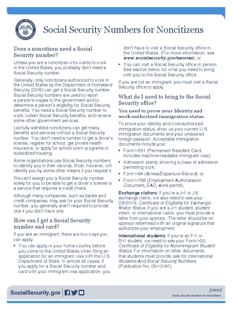Social Security Numbers For Noncitizens: Does A Noncitizen Need A ...