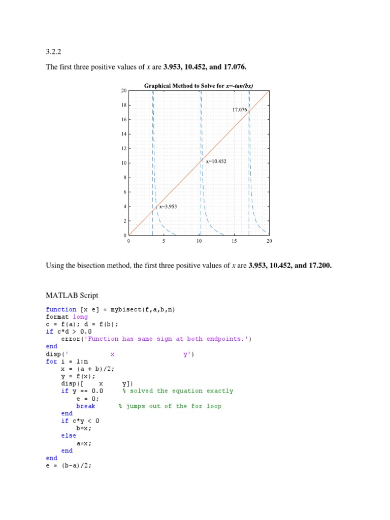 Bisection Method MATLAB Script Guide | PDF