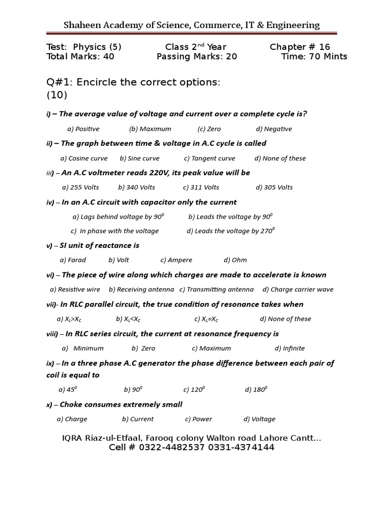 Physics 2nd Year CH#16 | PDF | Volt | Series And Parallel Circuits