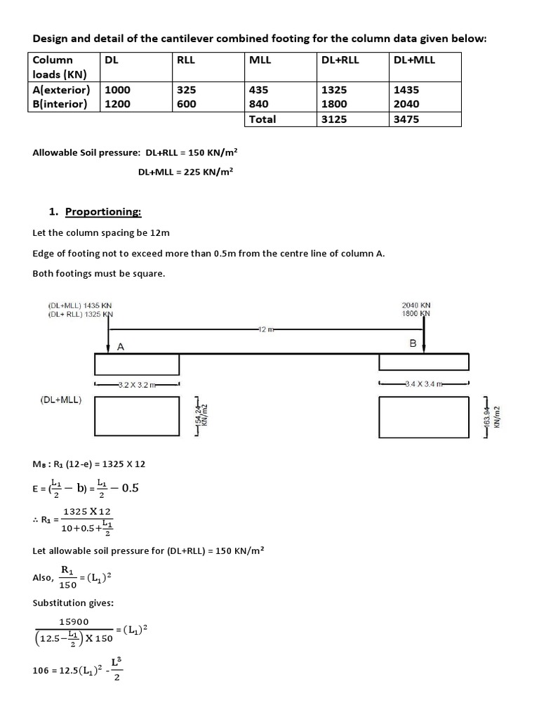 Allowable Soil Pressure: DL+RLL 150 KN/M DL+MLL 225 KN/M | PDF ...