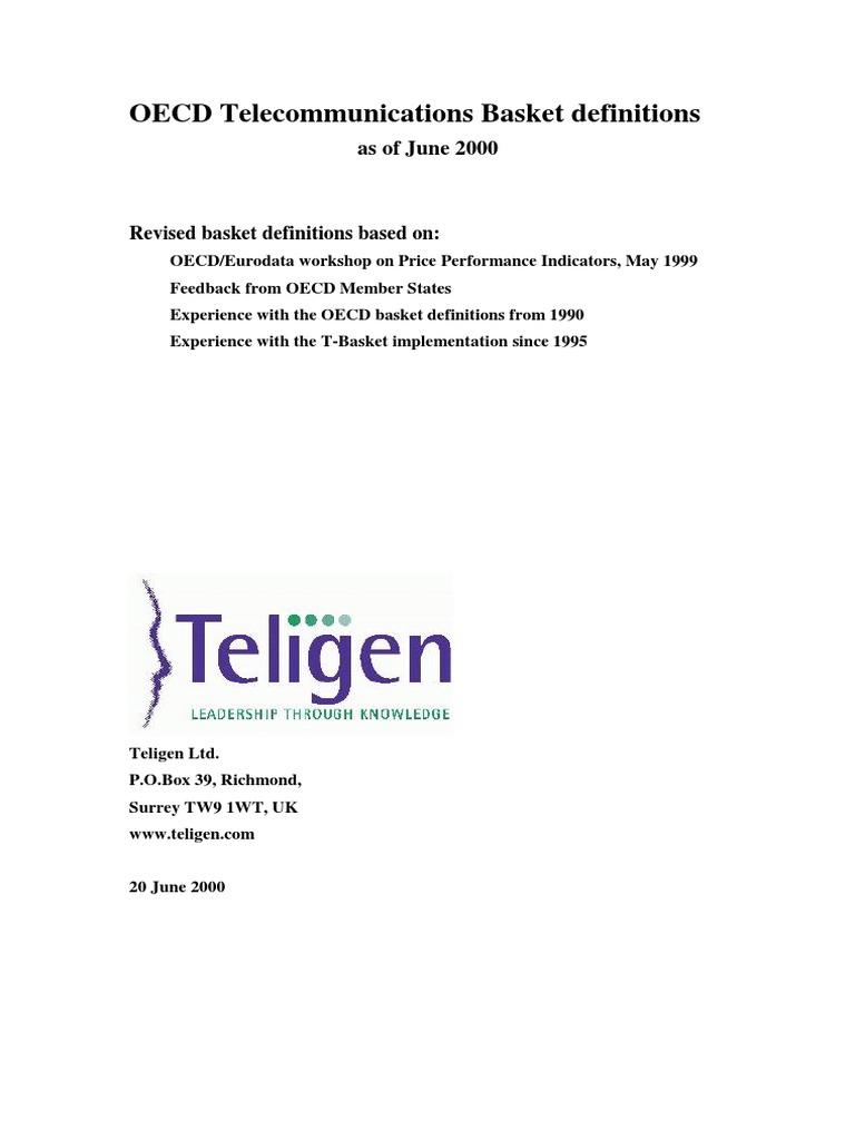 OECD Telecommunications Basket Definitions | PDF | Data Rate Units ...