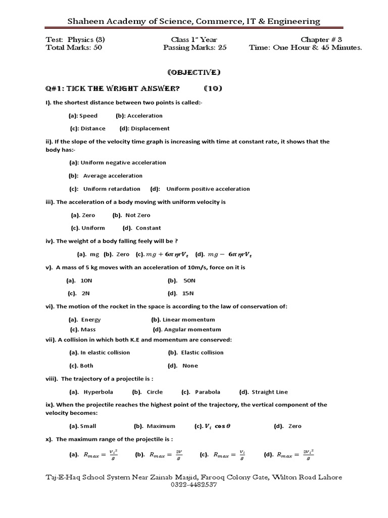 Physics 1st Year | PDF | Acceleration | Momentum