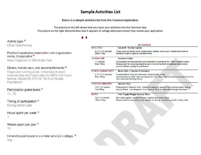 College Application Activities Guide | PDF