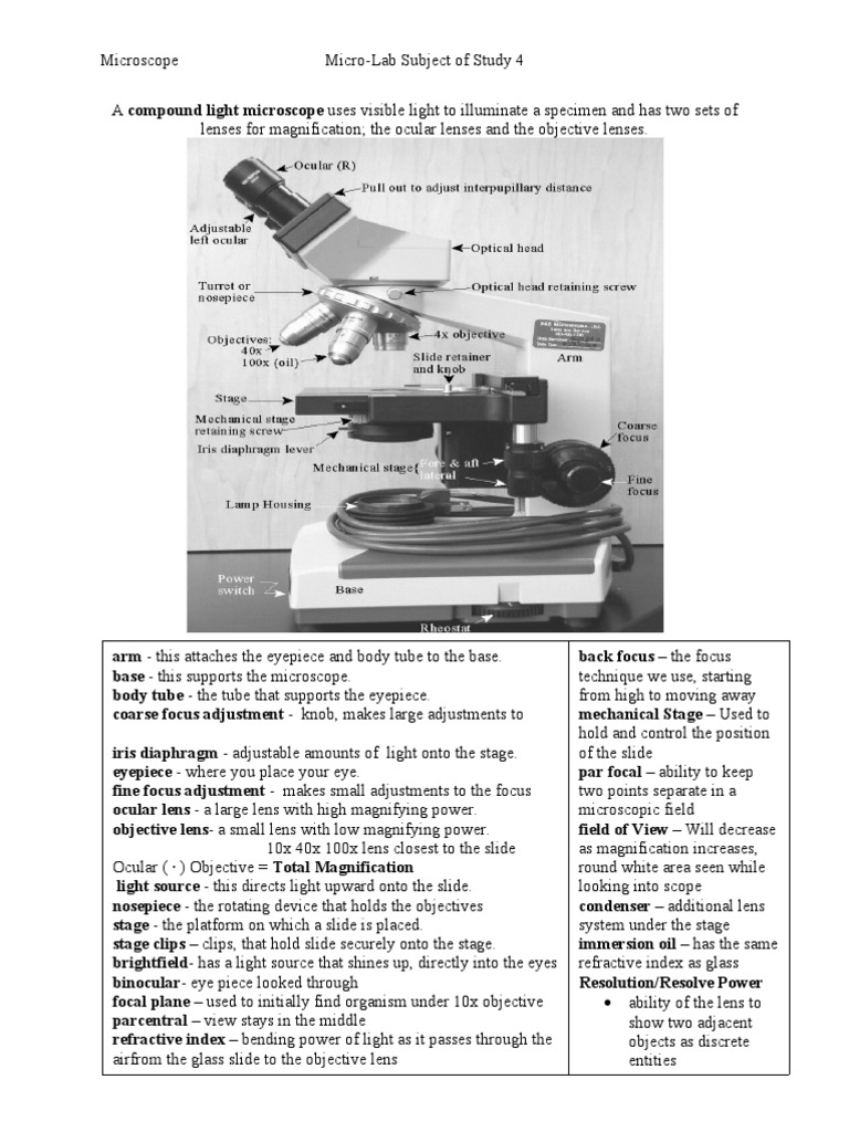 Lab Microscope Chart | PDF | Lens (Optics) | Glass Applications