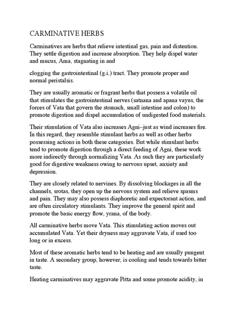 Carminative Herbs | PDF | Gastrointestinal Tract | Digestion