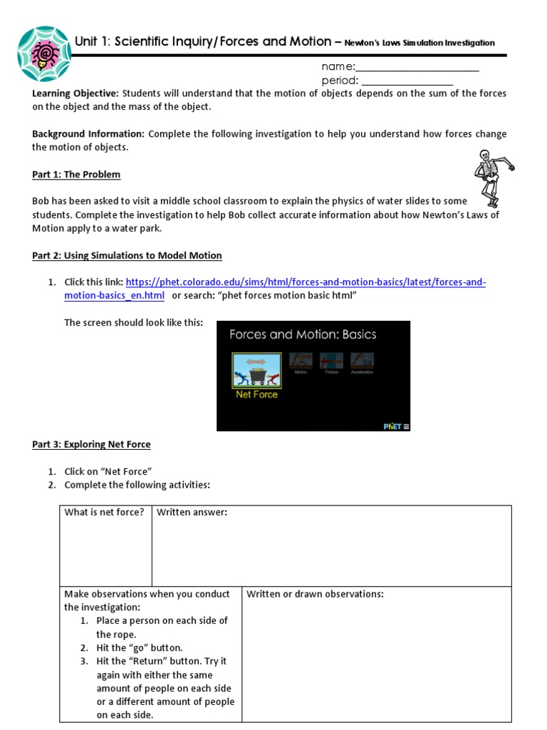 Newtons Laws Simulation Investigation 1 | PDF | Newton's Laws Of Motion ...