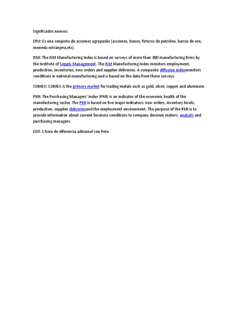 Supply Management ISM Diffusion Index | PDF