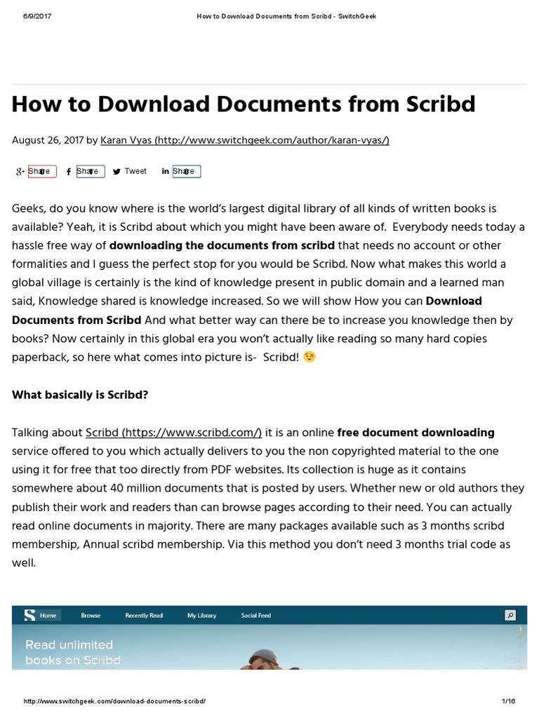 How To Download Documents From Scribd - SwitchGeek | PDF | Scribd | Hypertext