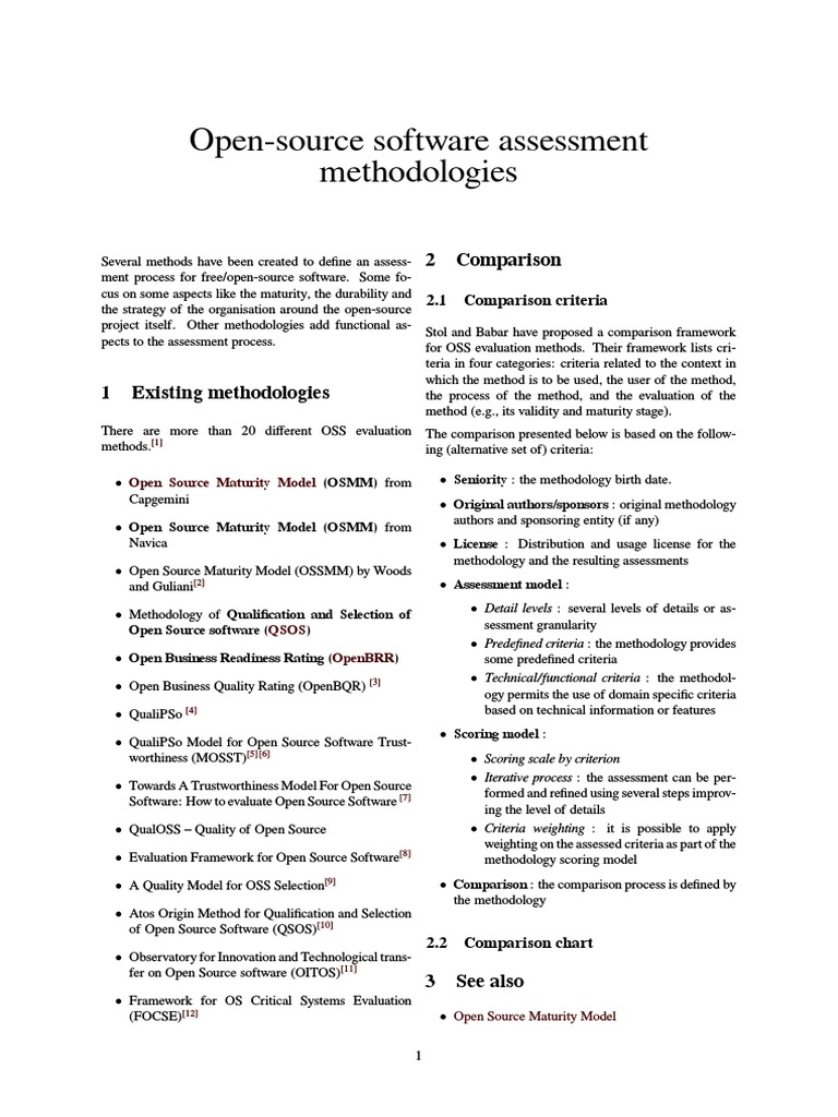 Open-Source Software Assessment Methodologies: 2 Comparison | PDF ...